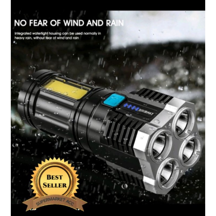 Jual Senter LED 4 Mata 48 W 20 W / Senter LED Chargeable / Senter Cas ...