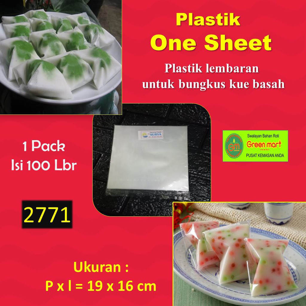 Jual Plastik One Sheet Lembaran Plastik Bungkus Jajan Pasar Kue Basah ...