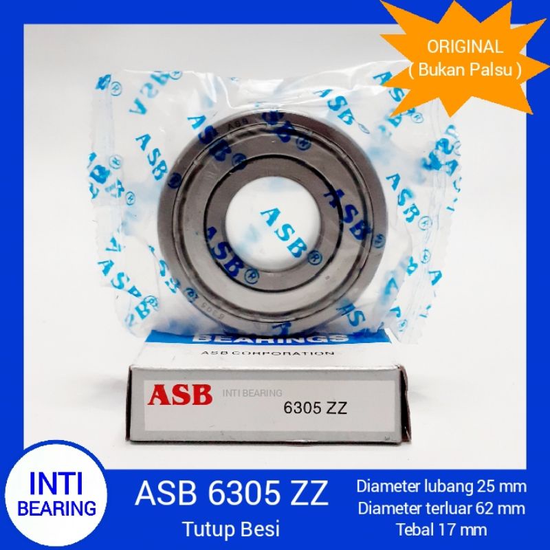 Jual BALL BEARING 6305 ZZ ASB ASLI ORIGINAL LAHER BANTALAN 6305ZZ TUTUP ...
