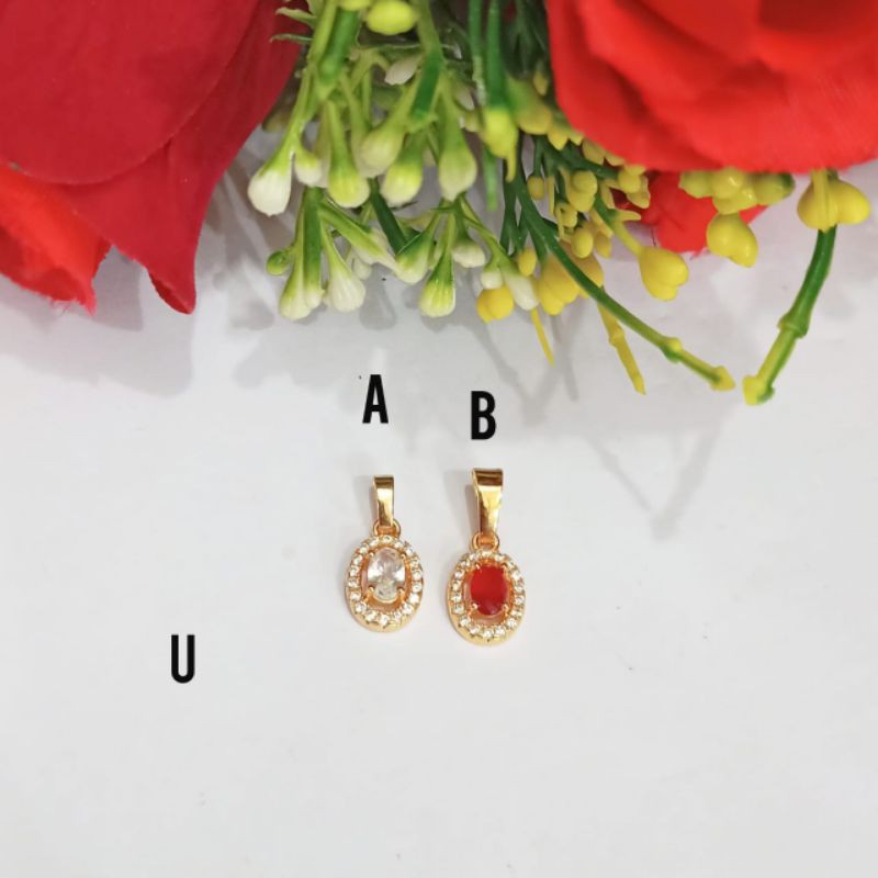 Jual Liontin permata zircon warna Minimalis model oval elegan simple ...