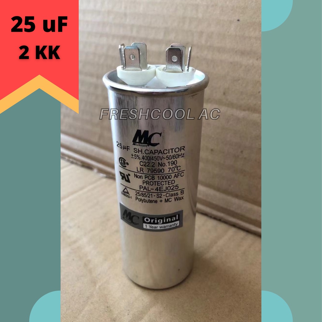 Jual KAPASITOR AC / CAPACITOR AC 25 MIKRO / 25 uF (MERK MC) | Shopee Indonesia
