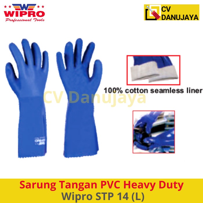 Jual Sarung Tangan Karet PVC Heavy Duty Glove Safety Wipro STP 14 (L ...