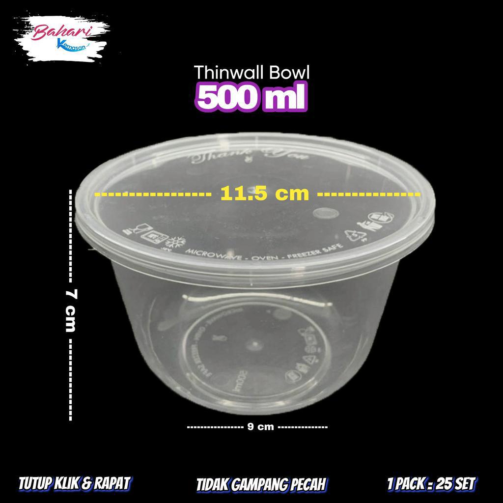 Jual Thinwall Mangkok Bowl Plastik Bulat Round Flat Datar 200ml 300ml 400ml 450ml 500ml 650ml ...