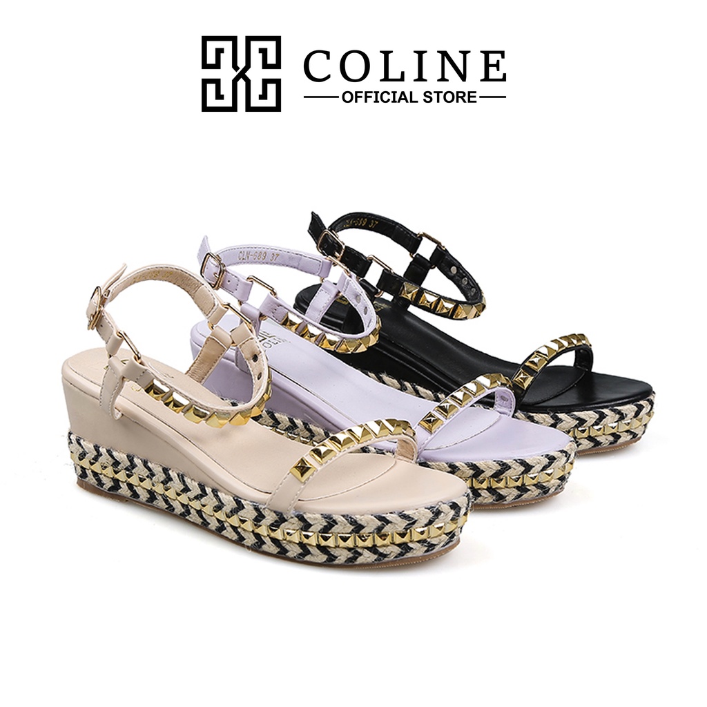 Jual COLINE CLN-689 Sandal Wedges Studded Wanita 7cm | Shopee Indonesia