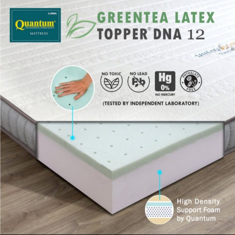 Jual Quantum Matras Topper Greentea Latex DNA 8cm - 12cm pelapis kasur ...