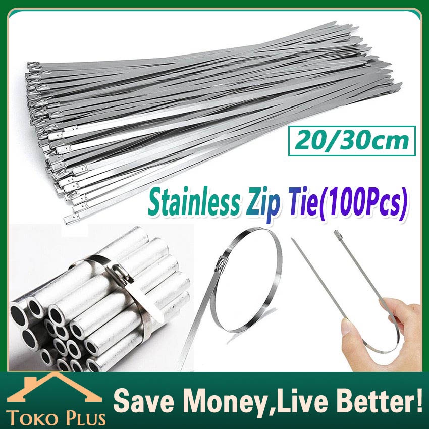 Jual 100Pcs/set Kabel Cable Tie Zip Ties bahan Besi Stainless Steel ...