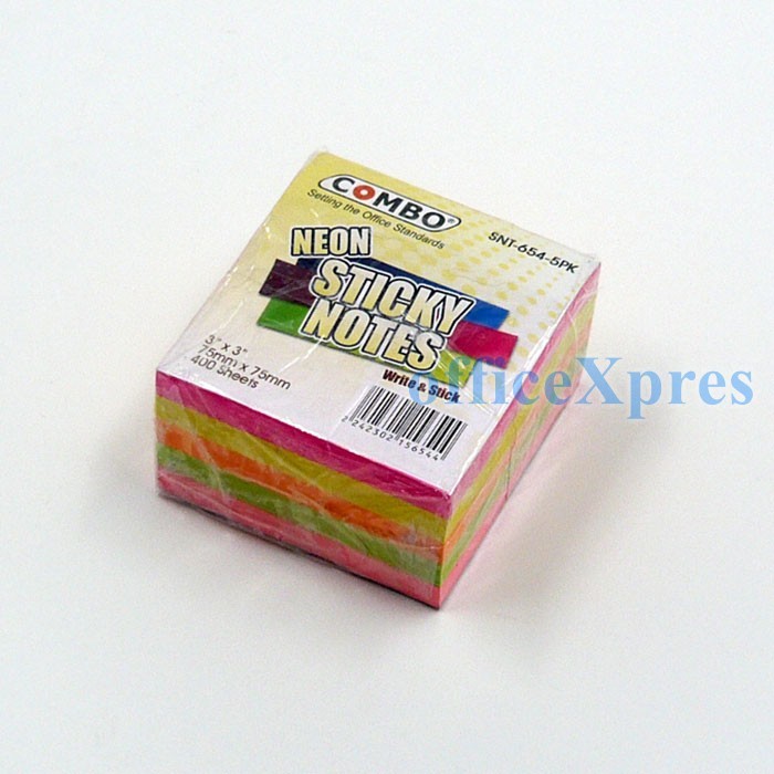 Jual Combo Sticky Notes / Memo SNT-654-5PK (Neon) ( 3x3”) | Shopee ...
