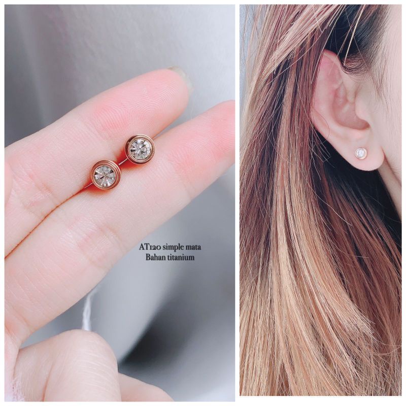 Jual Anting Tusuk Simple Solitaire Permata Satu Titanium Antikarat ...