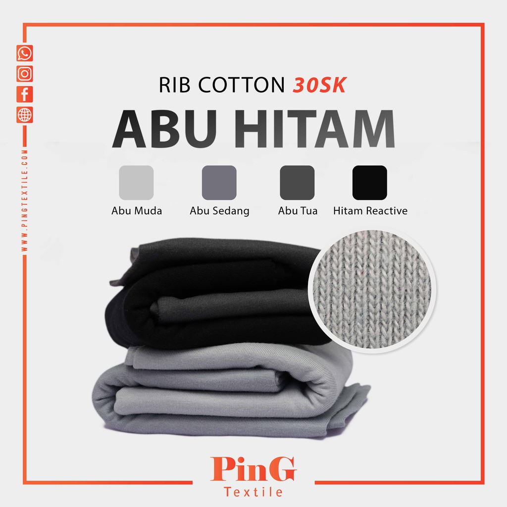 Jual RIB COTTON COMBED 30SK | ABU HITAM BAHAN KAIN KAOS | Shopee Indonesia