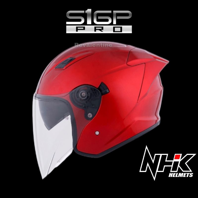 Jual NHK S1GP PRO Royal Red Glossy Solid Double Visor | Helm Half Face ...