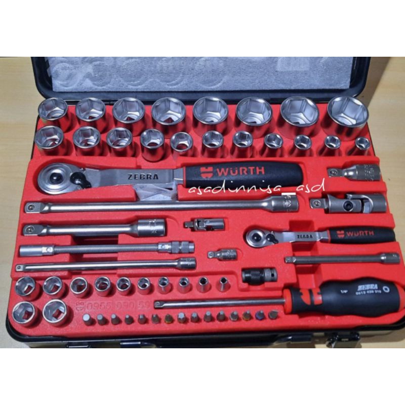 Jual WURTH Socket Wrench Kunci Sock Set 1/4" + 1/2" 59pcs - 75 Years ...