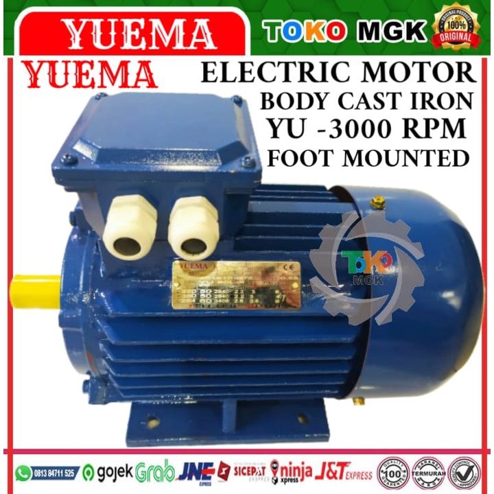Jual YU-2.2KW-3HP-3PHASE-2POLE-B3 YUEMA ELECTRIC MOTOR | Shopee Indonesia