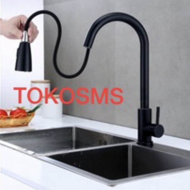 Jual Kran sink tarik BLACK Kran cuci piring kran angsa HITAM meja air ...