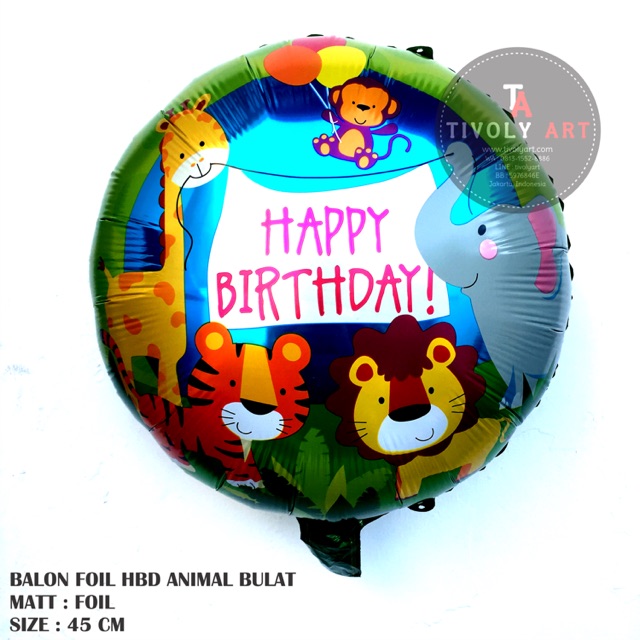 Jual Balon Foil Happy Birthday / Balon Foil HBD Animal Bulat | Shopee ...