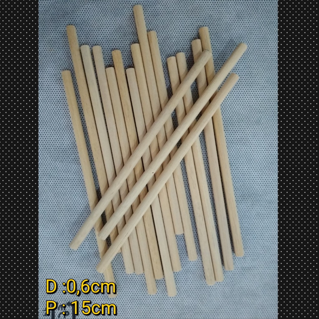 Jual Stick Kayu Dowel (Bulat) Diameter 0,6cm Panjang 15cm | Shopee ...