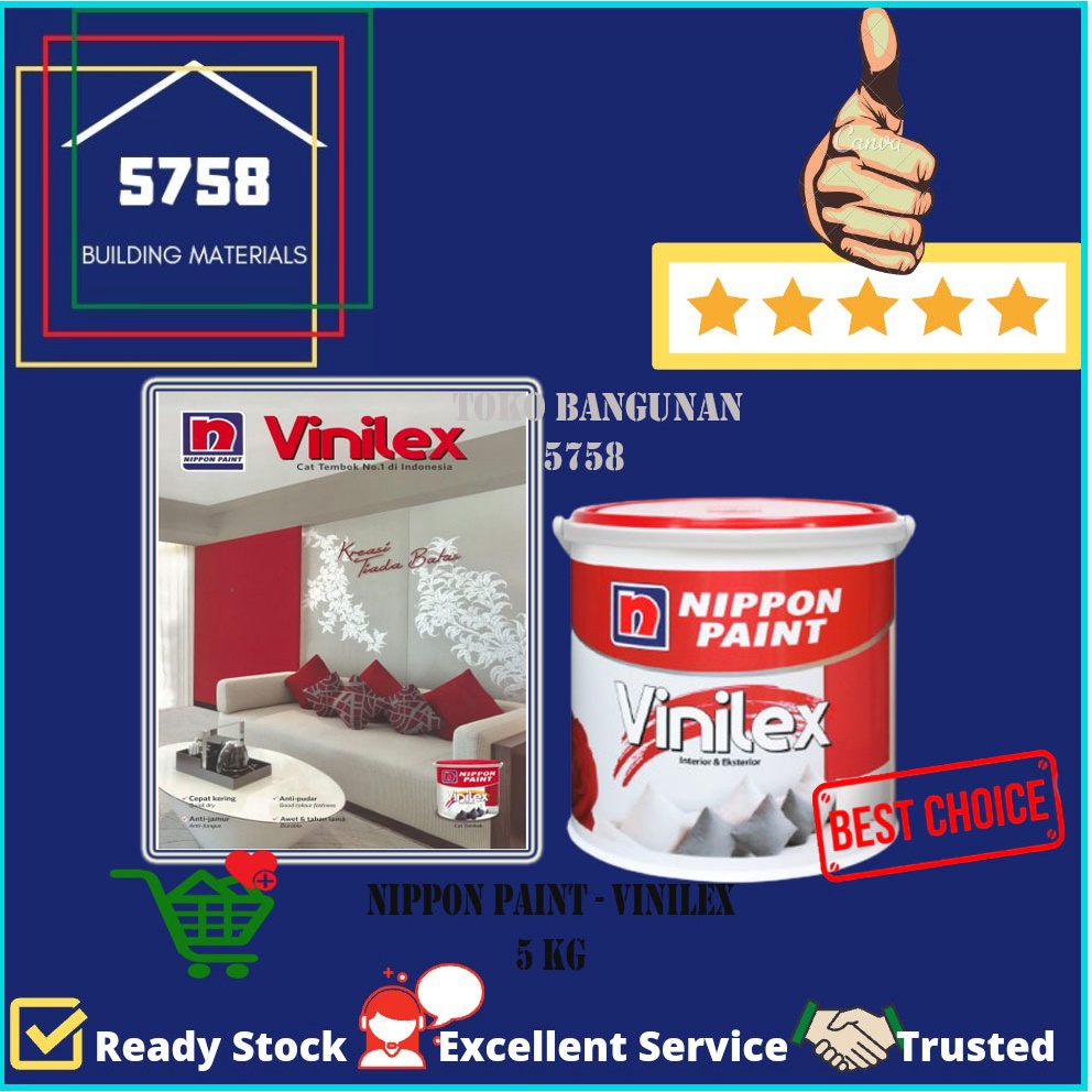 Jual Nippon Paint Cat VINILEX 300 Kembang Tembok Dinding 5 Kg | Shopee Indonesia