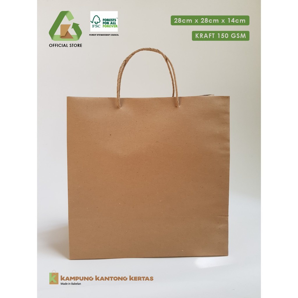 Jual Kantong Kertas Coklat / Paper Bag Kraft - 28cm x 28cm x 14cm ...