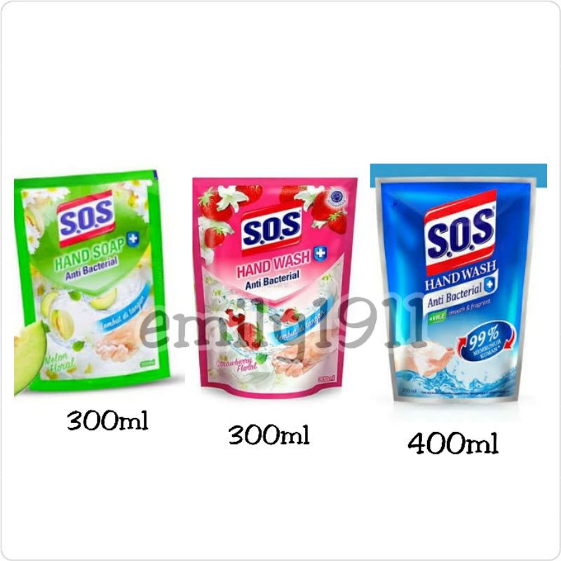 Jual SOS hand wash / sabun cuci tangan 300ml / 400ml | Shopee Indonesia