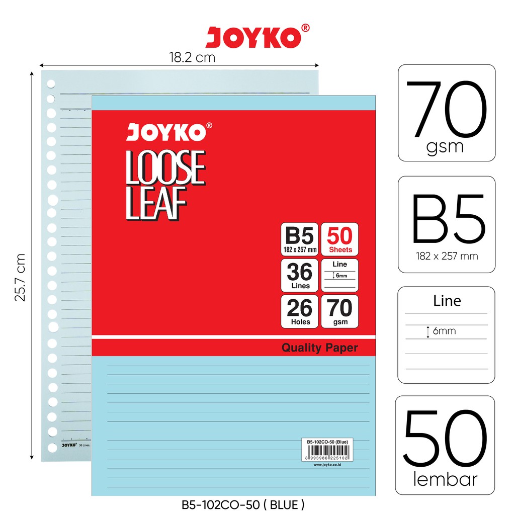 Jual Loose Leaf Color Isi Kertas File Binder Warna Joyko B5 | Shopee Indonesia