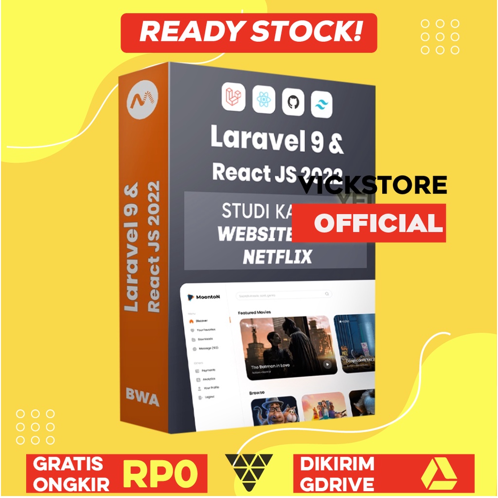 Jual COMPLETE LARAVEL 9 + REACT JS BWA - Studi Kasus Membuat Web Mirip Netflix | Shopee Indonesia