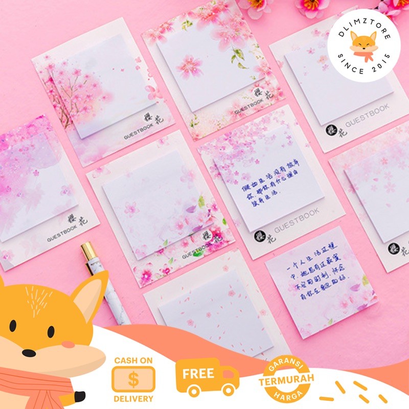 Jual [DZ] ST089 - Sticky Notes Bunga Cherry Blossom Memo Note | Shopee ...