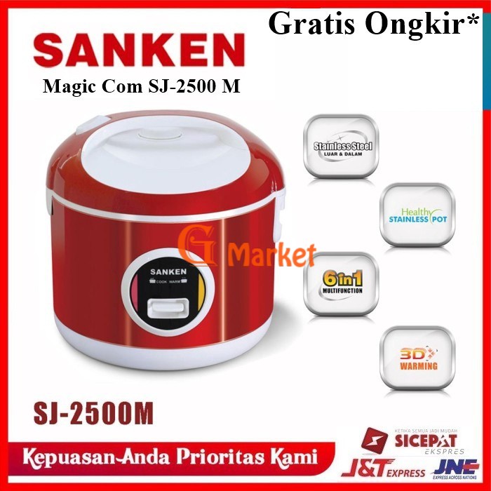 Jual SANKEN Rice Cooker 1,8 Liter SJ-2500M / MAGIC COM STAINLESS STEEL ...