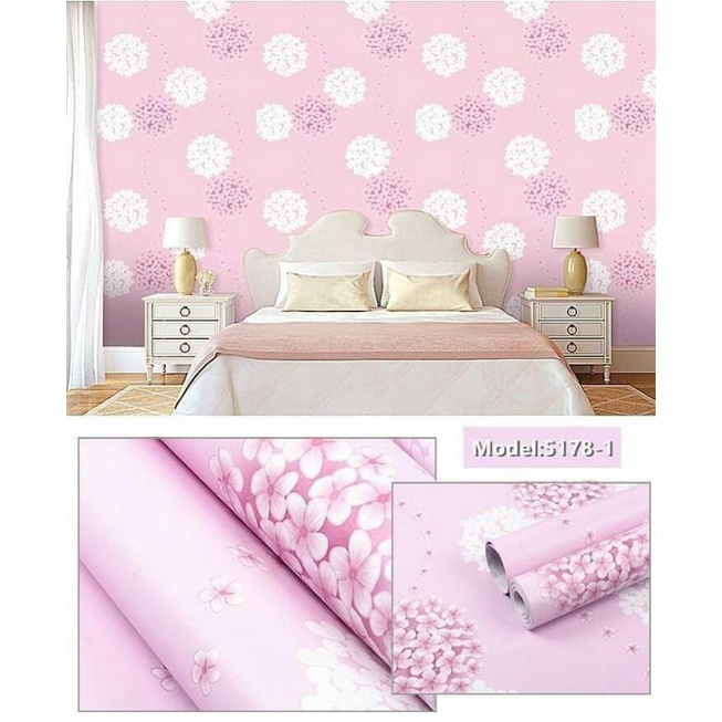 Jual Wallpaper Dinding Bunga Pink Putih Ukuran 10 meter x 45 cm | Shopee Indonesia