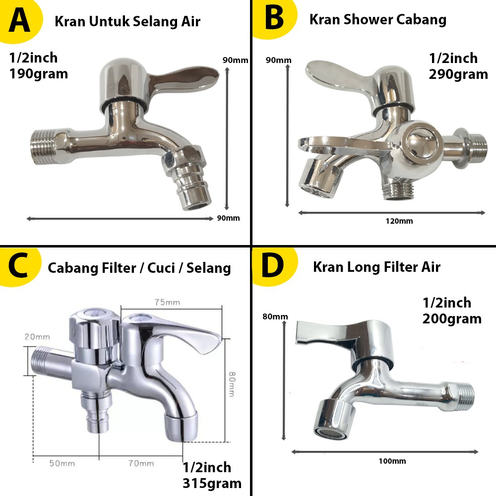 Jual Kran Air - 1/2 Inch - High Quality Kran Long Kran Combo Keran Air ...