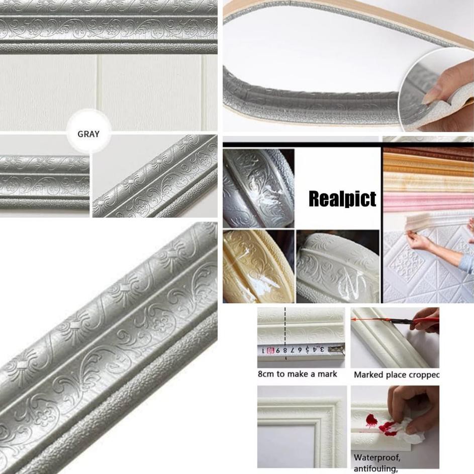 Jual M04W WALLPAPER BUSA LIST BORDER FOAM PLANG PUTIH WATERPROOF ANTI ...