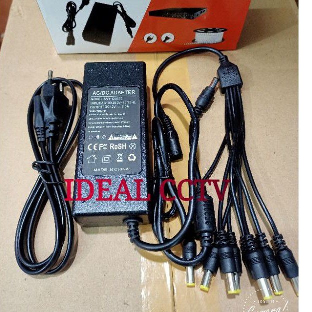 Jual Adaptor 12V 5A / Cumi Cabang 8 buat 8 kamera CCTV | Shopee Indonesia