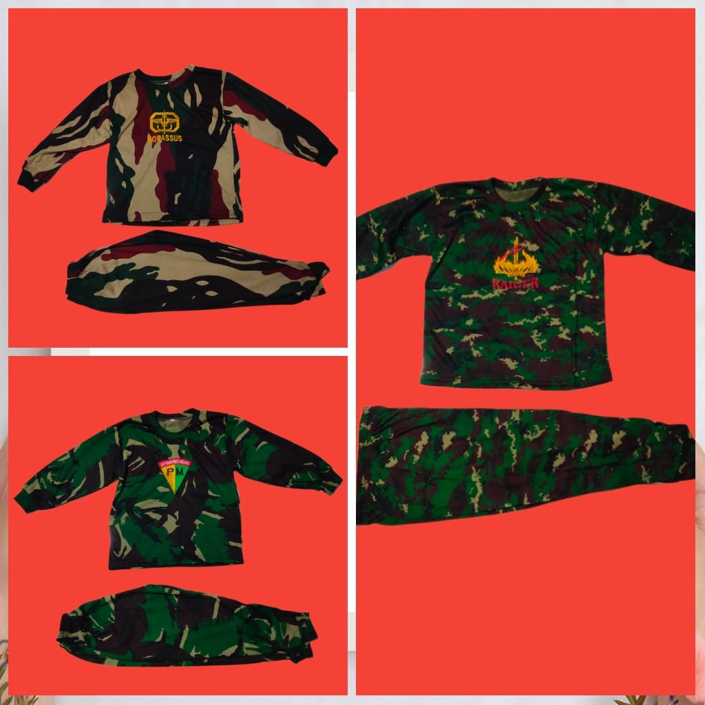 Jual UKARI setelan kaos loreng anak baju tidur army lengan pendek dan panjang profesi tactical 3 ...