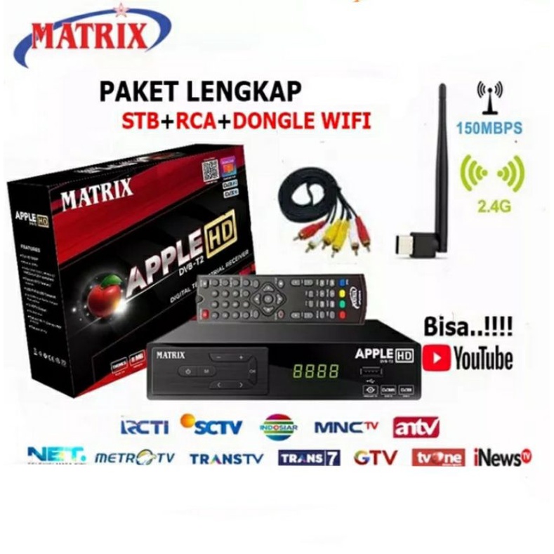 Jual Set Top Box DVB T2 Matrix Apple / set top box matrix siaran ...