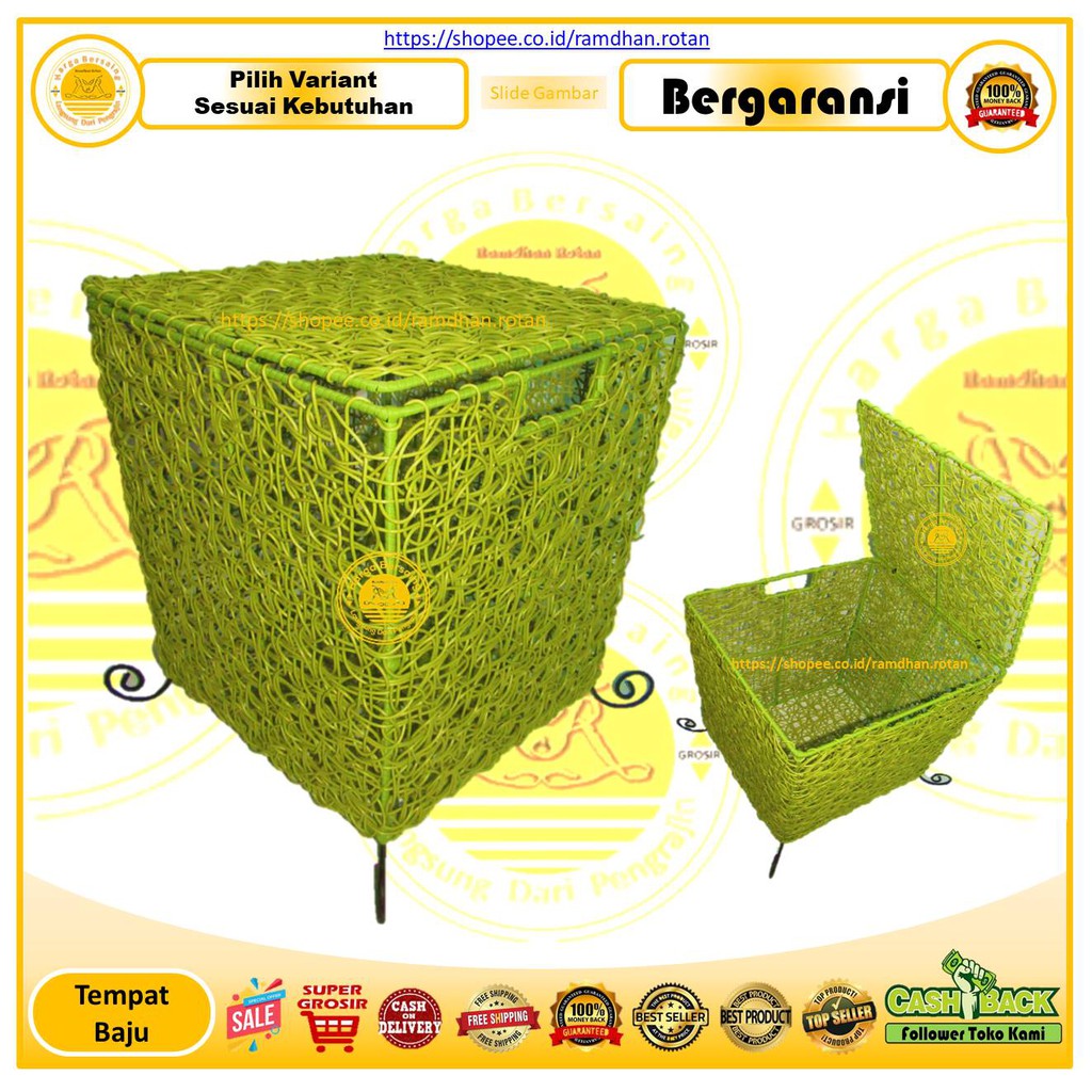 Jual Tempat Baju Bentuk Kotak Bahan Rangka Besi Anyaman Rotan Sintetis ...