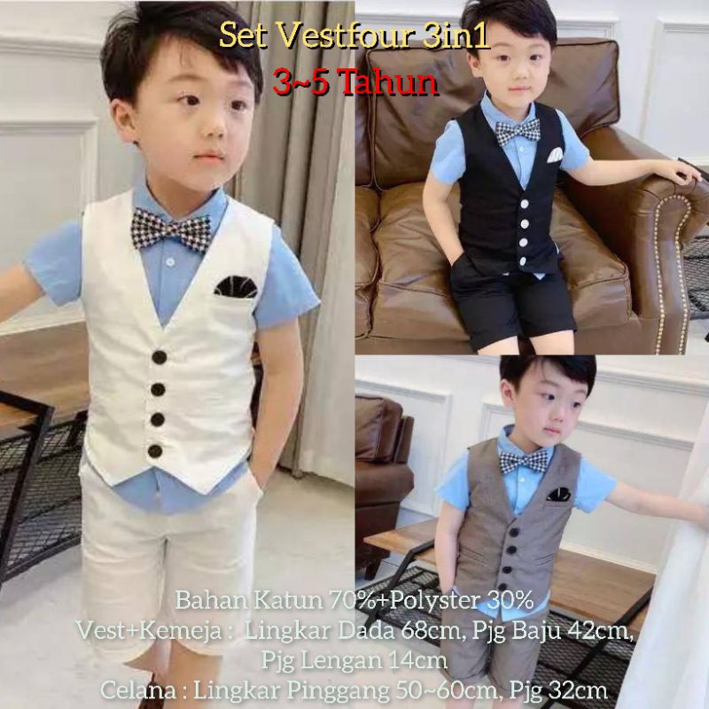 Jual Melly81 Setelan Anak Laki SET VESTFOUR 3in1 3-5 Tahun Vest Four ...