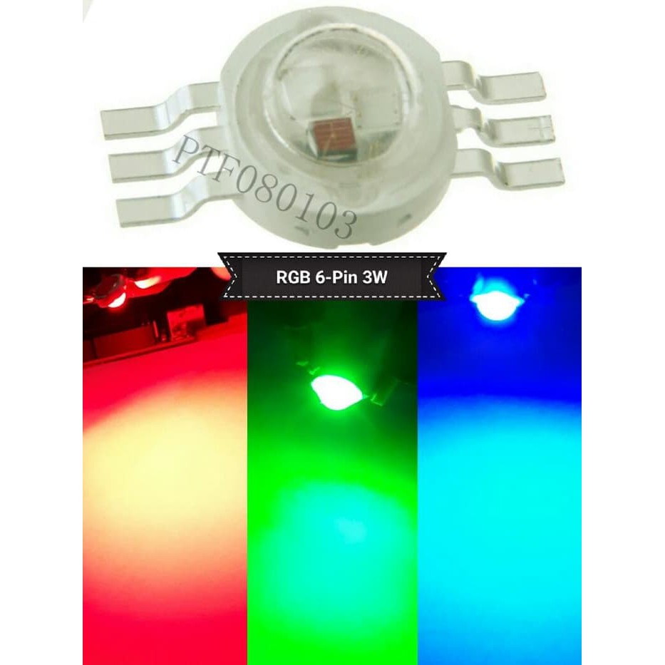 Jual High Power Led HPL RGB 6P Red Green Blue 3W Ultra Bright | Shopee ...