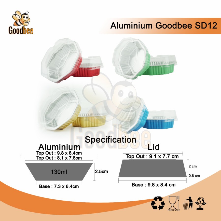 Jual Goodbee Aluminium Baking Cup SD12 - (Segi Delapan) - 130ml ( wadah + lid ) Harga diatas ...