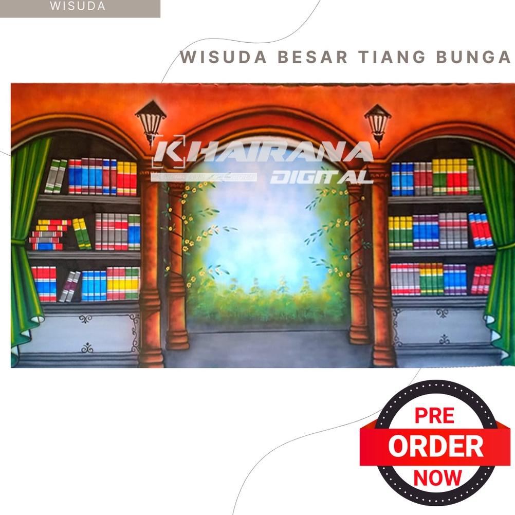 Jual Background Backdrop Layar Foto Wisuda rak buku Gorden Besar 3x5m ...