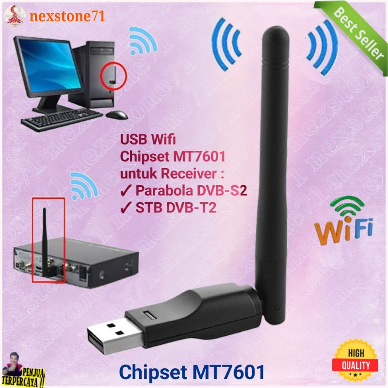 Jual USB Wifi Dongle MT7601 Wireless Adapter Receiver PC Laptop Set Top Box DVB T2 | Shopee ...