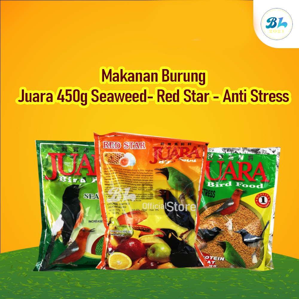 Jual Pakan Burung Juara, Red Star-Seaweed- Anti Stress 450 g | Shopee ...