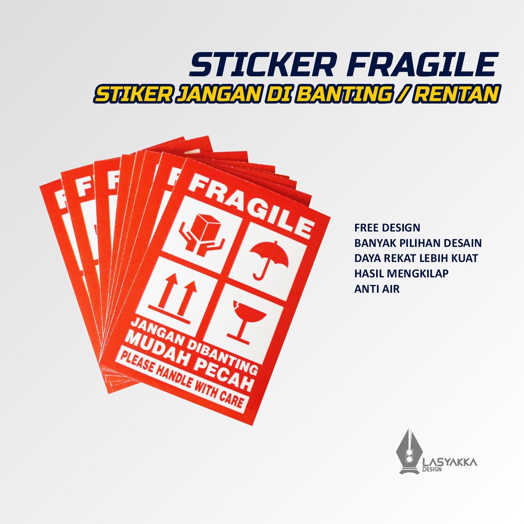Jual stiker label Fragile Murah / stiker paket / stiker jangan di ...