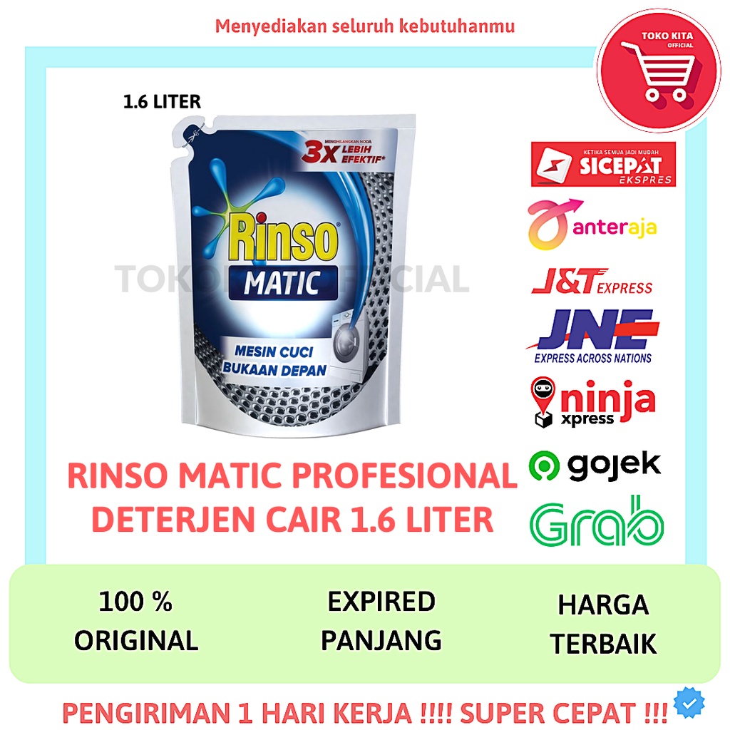 Jual RINSO MATIC DETERJEN CAIR KHUSUS MESIN CUCI & LAUNDRY KILOAN 1.8 ...