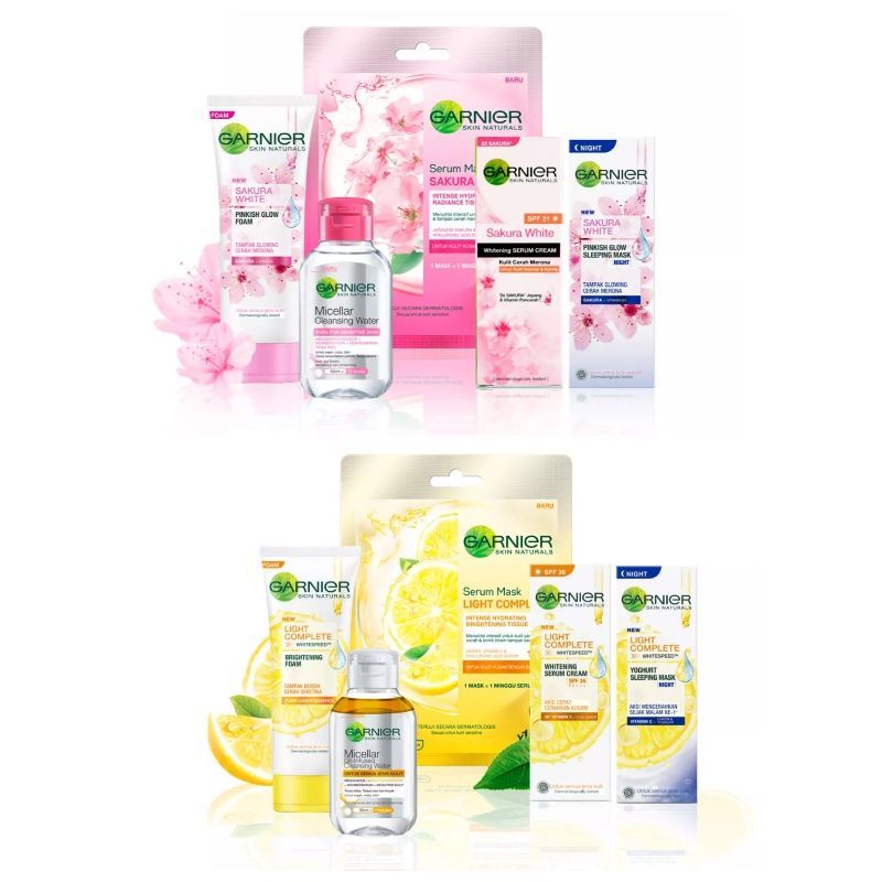 Jual Garnier sakura glow travel kit/ Garnier Bright Complete travel kit ...