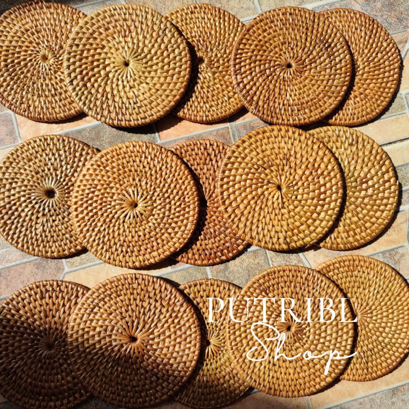 Jual Tatakan Gelas Anyaman Rotan Rajut Coaster Bali Placemat | rattan ...
