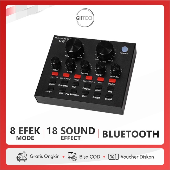 Jual SOUNDCARD AUDIO USB EXTERNAL EFEK SUARA ELEKTRONIK SOUND CARD V8S ...