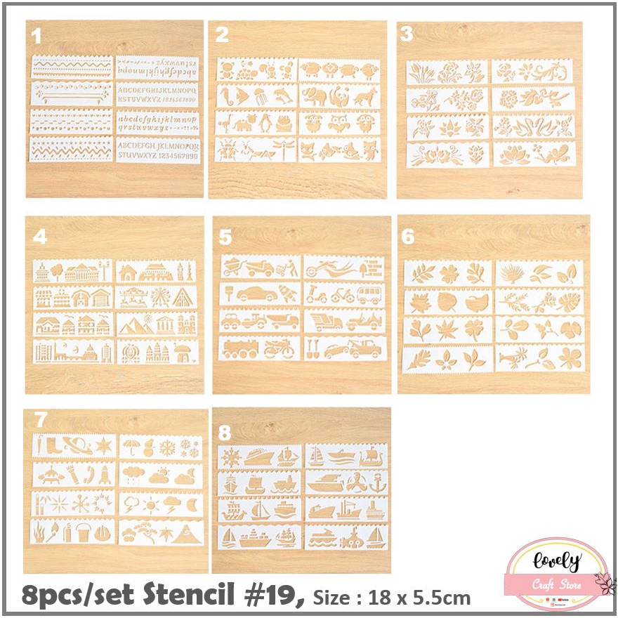 Jual LovelyCraftStore | 8pcs/set Plastic Stencil #S19 cetakan stensil ...