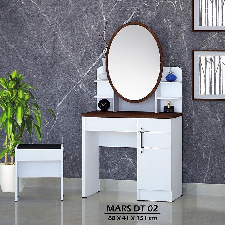 Jual Meja Rias Meja Makeup Meja Kosmetik Dressing Table Mars 02 Putih ...
