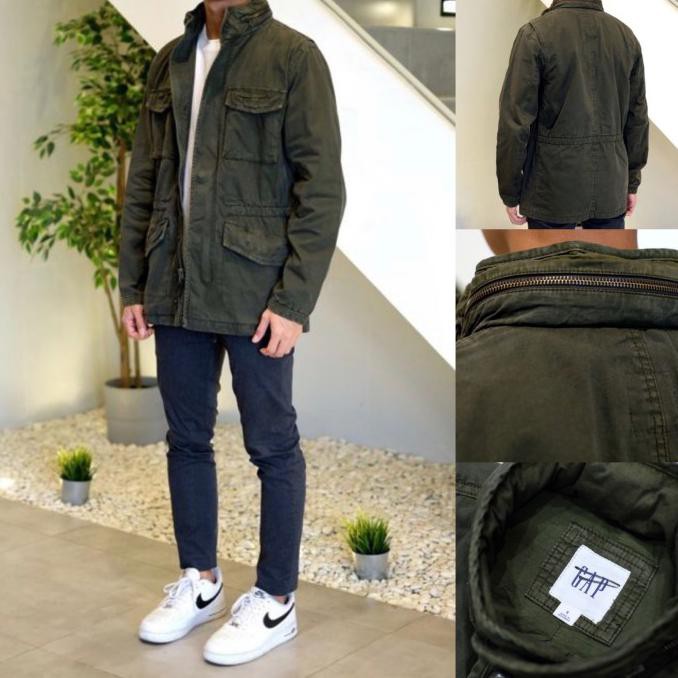 Jual Jaket GAP Hidden Hood Military Parka Jacket Dark Green Original ...