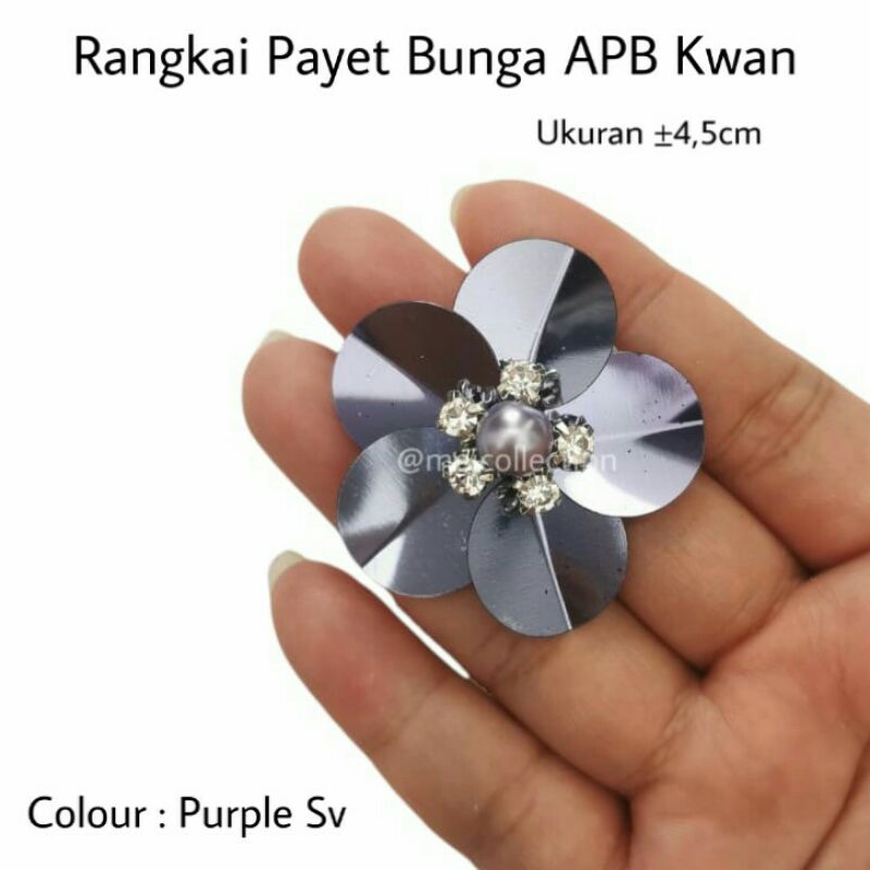 Jual payet bunga 3d rangkai APB Kwan 4cm 5cm purple sv bunga jahit ...