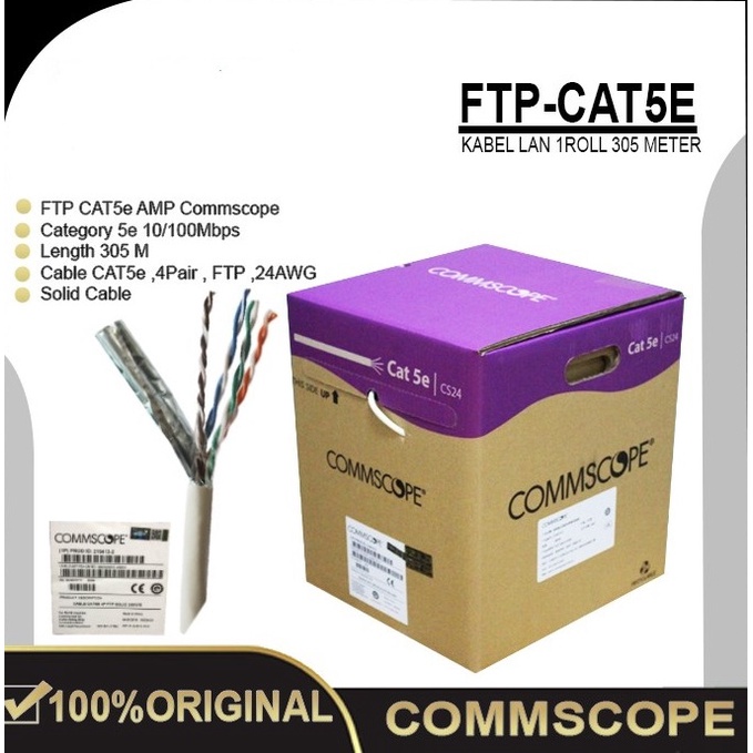 Jual Kabel Lan AMP Commscope FTP Cat5e WHITE 219413-2 305m - FTP / STP CAT 5E | Shopee Indonesia