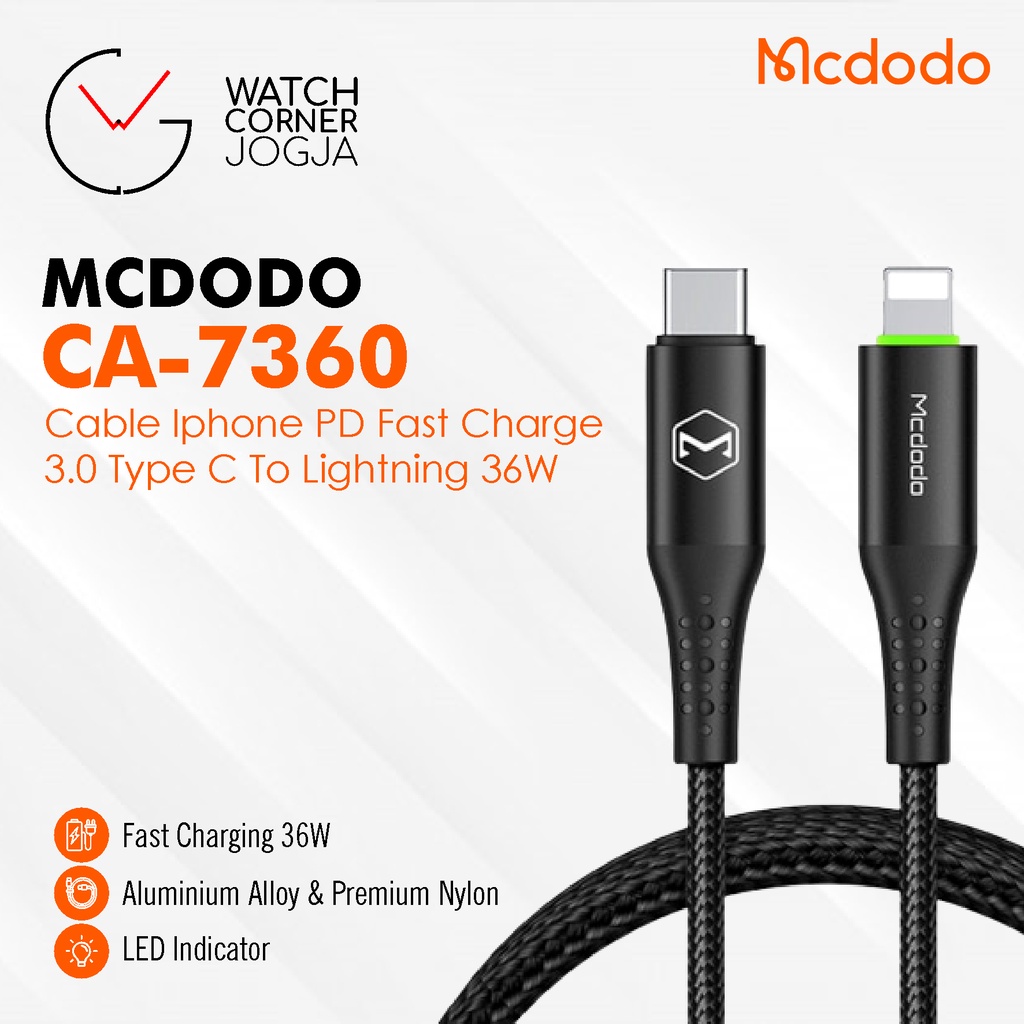 Jual MCDODO CA-7360 Kabel Data Iphone PD Type-C to Lightning 36W Auto Off ORIGINAL | Shopee ...